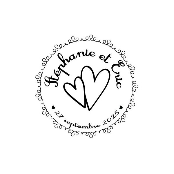 Tampon Double Coeur à Personnaliser | Tamporelle tampons français