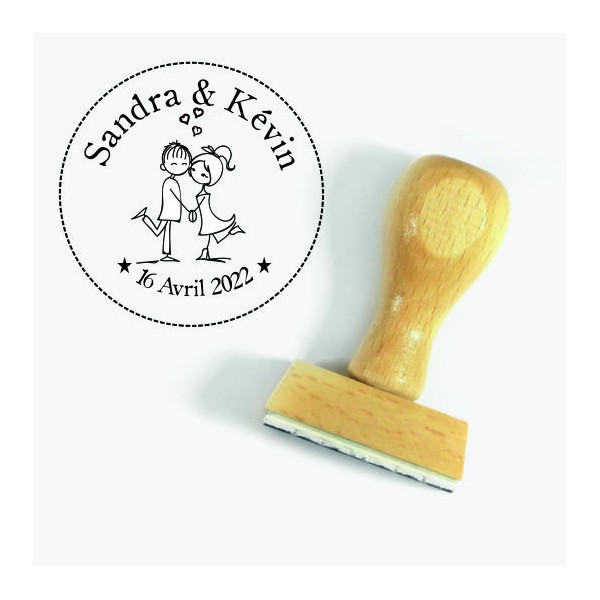 Tampon Kiss & Rond à Personnaliser 5 Cm | Tamporelle tampons français